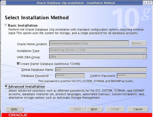 Oracle 10g OUI mode installation